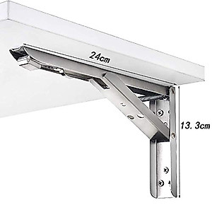 PIBM Stylish Simplicity Shelf Wall Mounted Floating Rack Shelves Stainless Steel Foldable Dining Table Bookshelf Waterproof Antirust Save Space Bearing Strong,4 Sizes, White ,