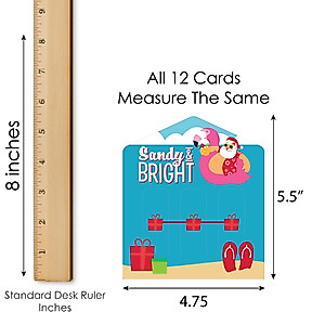 Big Dot of Happiness Tropical Christmas - Beach Santa Holiday Party Game Pickle Cards - Pull Tabs 3-in-a-Row - Set of 12