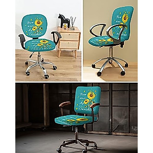 Big buy store Office Chair Cover Sunflower Butterfly Desk Chair Cover Stretch Elastic Universal Computer Chair Covers My Sunshine Teal Green Stretch Rotating Chair Slipcovers Protectors