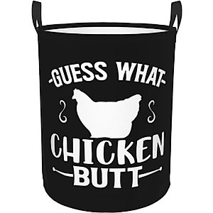 Guess Whats Chicken Butt Clothes Hamper Dirty Clothes Storage Basket Foldable with Handles Laundry Basket, for Bedroom, Bathroom Small