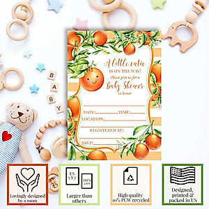 Amanda Creation Little Cutie Baby Shower Invitations, 20 5x7 Fill-In Cards with Twenty White Envelopes