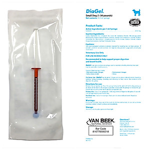 DiaGel Diarrhea Control Gel for Small Sized Dogs 1-30 Pounds, 1 mL Syringes, 2 Pack