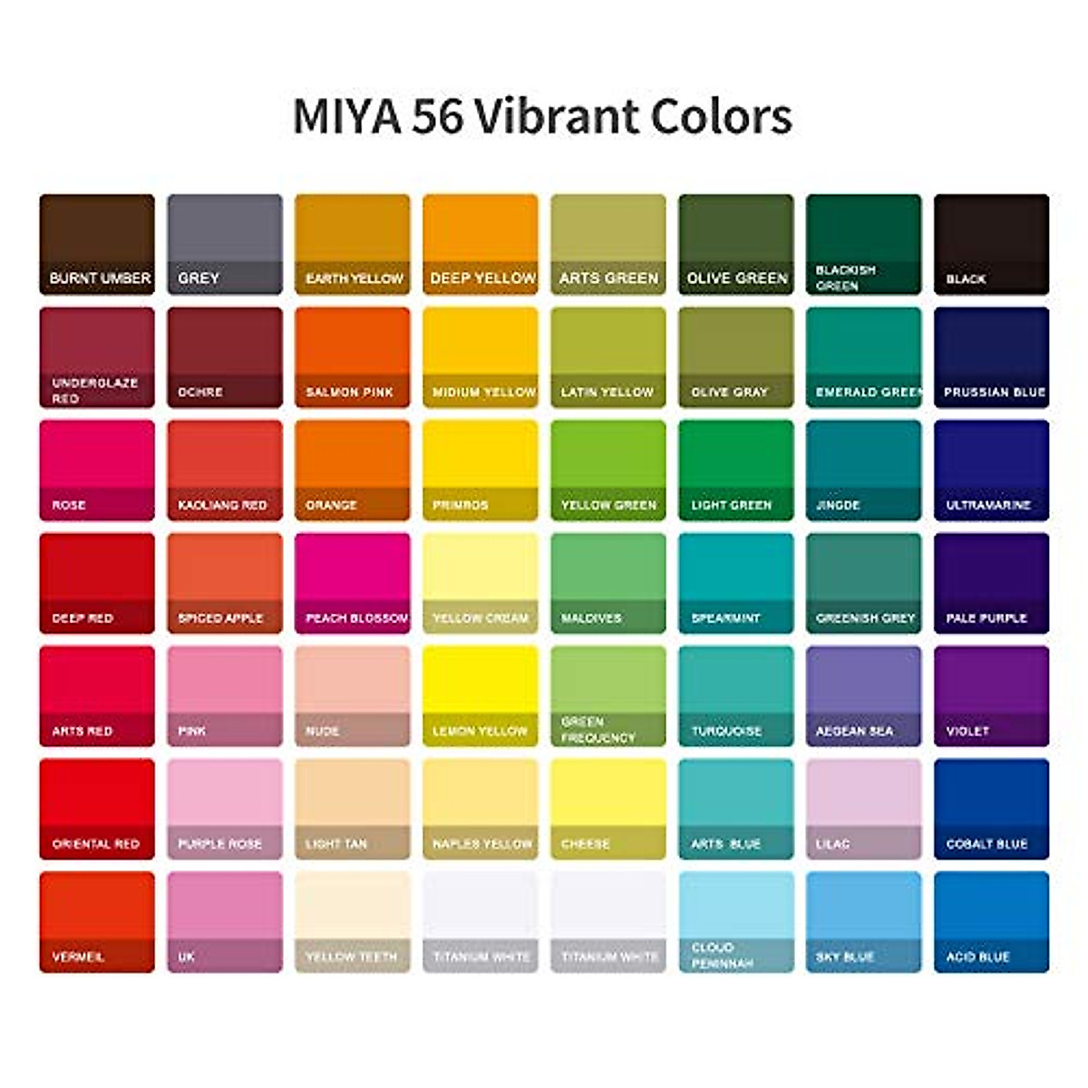 Miya Gouache Paint Set, 56 Colors x 30ml Unique Jelly Cup Design in a Carrying Case Perfect for Artists, Students, Gouache Opaque Watercolor Painting