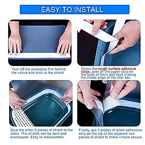 Deapher 3 Pcs/Set High Sided Cat Litter Box Pee Shields, 14.8"x 11" Tall Litter Box Splash Guard, Transparent Pee Privacy Shields for Open Top Litter Box, Easy to Clean (Litter Box Not Included)