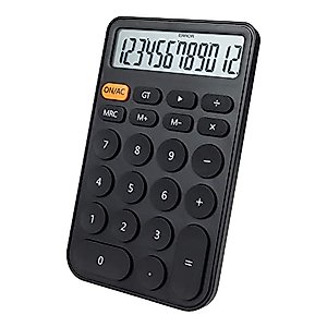 Standard Calculator 12 Digit,Desktop Large Display and Buttons,Calculator Black with Large LCD Display for Office,School, Home & Business Use,Automatic Sleep(Black)