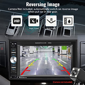 UNITOPSCI Double Din Car Stereo 6.2 Inch Touch Screen Bluetooth Car Radio Mirror Link Car Multimedia Player FM/AUX Audio/USB/TF Card/DVR Input MP5 Player with Remote Control,Steering Wheel Control