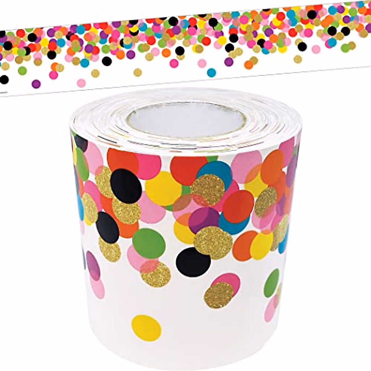 Teacher Created Resources Confetti Straight Rolled Border Trim - 50ft - Decorate Bulletin Boards, Walls, Desks, Windows, Doors, Lockers, Schools, Classrooms, Homeschool & Offices