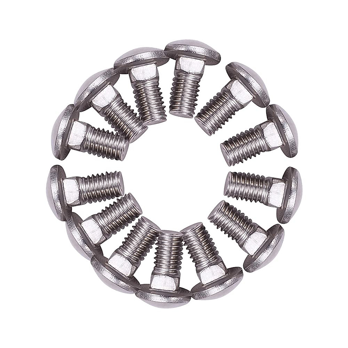 Yinpecly 20Pcs Carriage Bolts M8×16mm Round Head Square Neck Bolt Fasteners 304 Stainless Steel 1.25mm Pitch Silver Tone