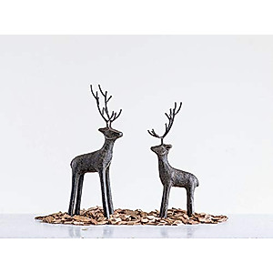 Creative Co-Op Cast Iron Standing Deer Figures and Figurines, 11.75", Black