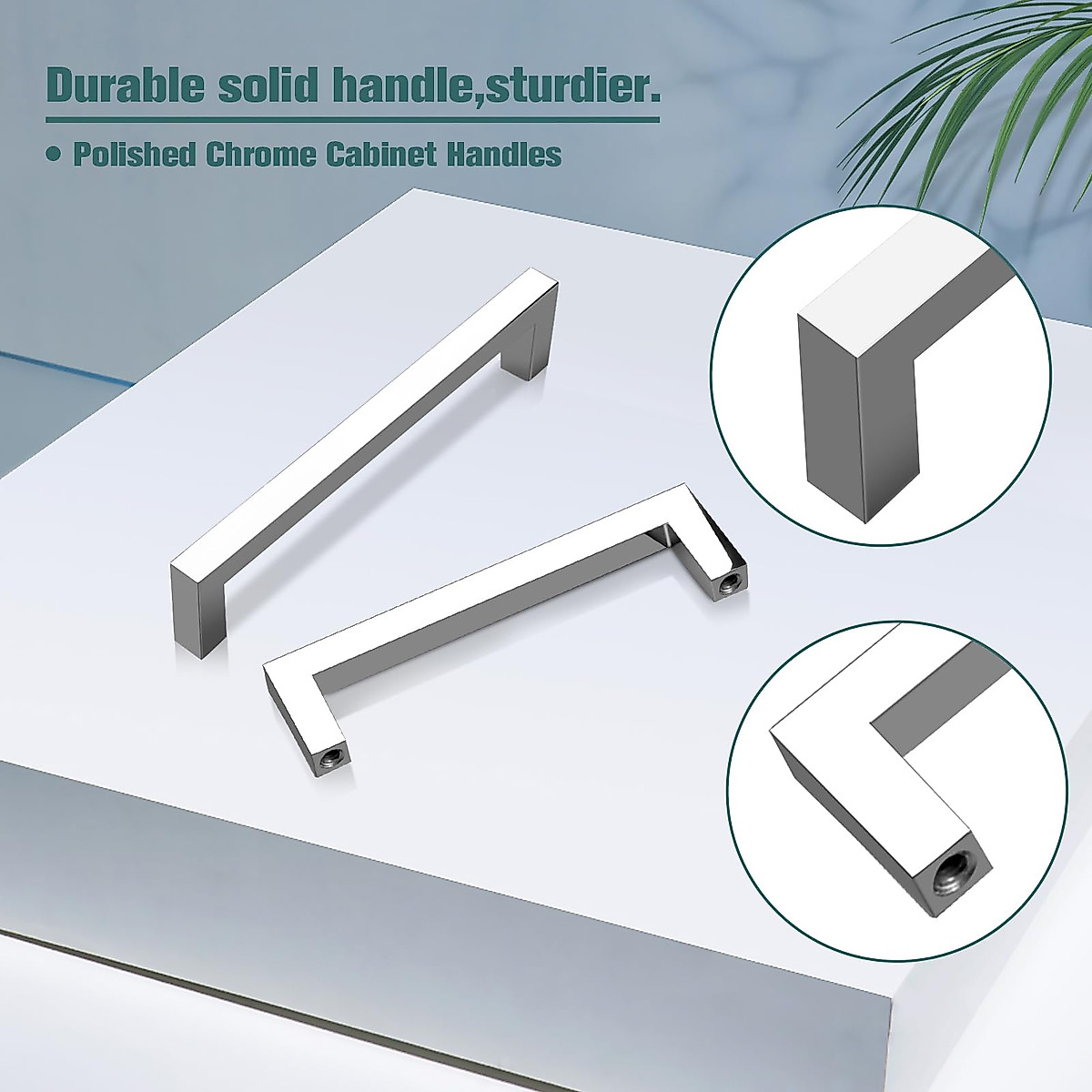 GOBEKOR 30 Pack Chrome Drawer Pulls 3-3/4in(96mm) Hole Center Solid Handles for Cabinets and Dressers Square Kitchen Hardware