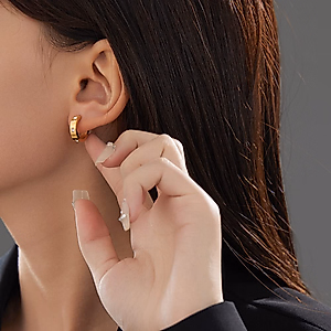 VQYSKO Love Friendship Earrings Gifts for Women Teen Jewelry Gold and Silver Hoop Earrings Stainless Steel Dainty Stud with Cubic Zirconia Stones Present for Her (Gold+Silver)