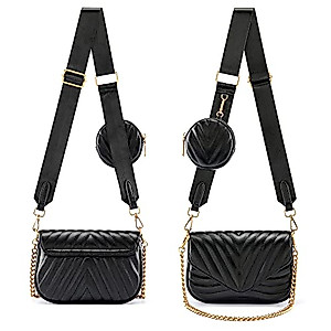 CHIC DIARY Crossbody Bag for Women Multipurpose Clutch Purse Shoulder Handbag with Coin Purse and Chain (Small, Black)