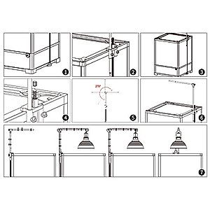 REPTI ZOO Reptile Dual Lamp Stand Lamp Hanger Holder Adjustable Metal Lamp Support for Reptile Glass Terrarium Heating Light