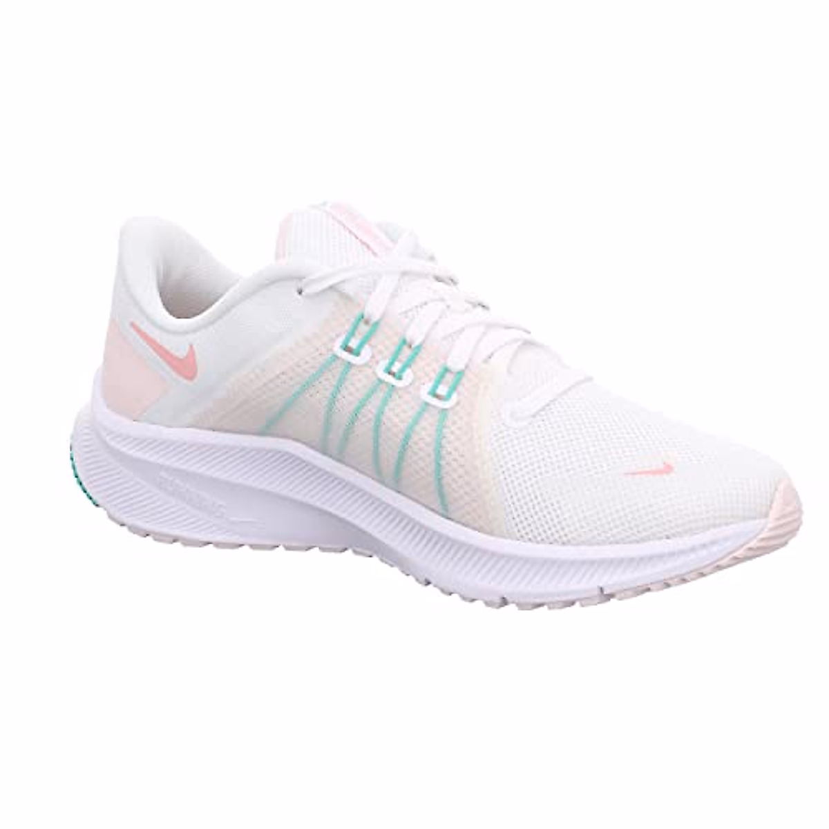 Nike Women's Quest 4 Road Running Shoes, Glaze-Menta, 7.5 M US, White/Pink/Green