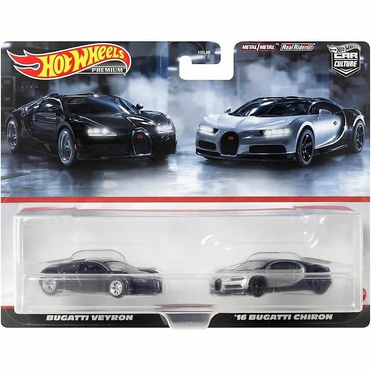Hot Wheels HKF52 Premium 2-Pack Bugatti Veyron / '16 Bugatti Chiron [Mini Car] [3 Years Old and Up]