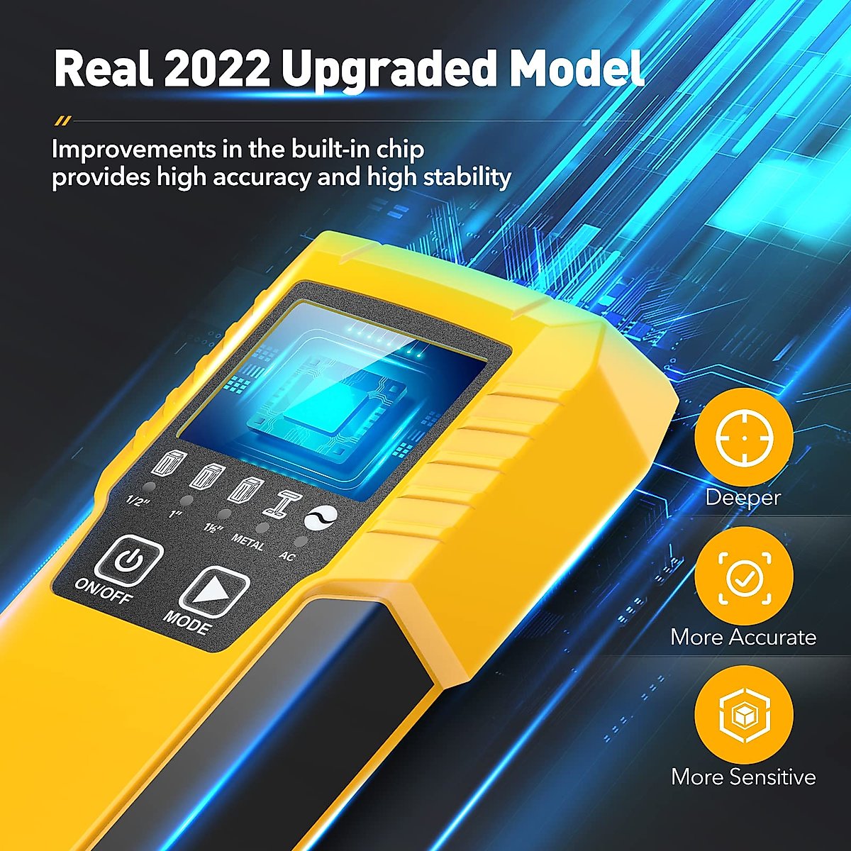 Stud Finder Sensor -Wall Stud Finder Detector with Audible Alarm LCD Display Detector Detect AC Line Wood Joist Metal Detect Edge Center