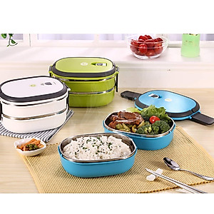 ZLDGYG Stackable Stainless Steel Thermal Compartment Lunch Box | 2-Tier Insulated Bento Box (Color : C)