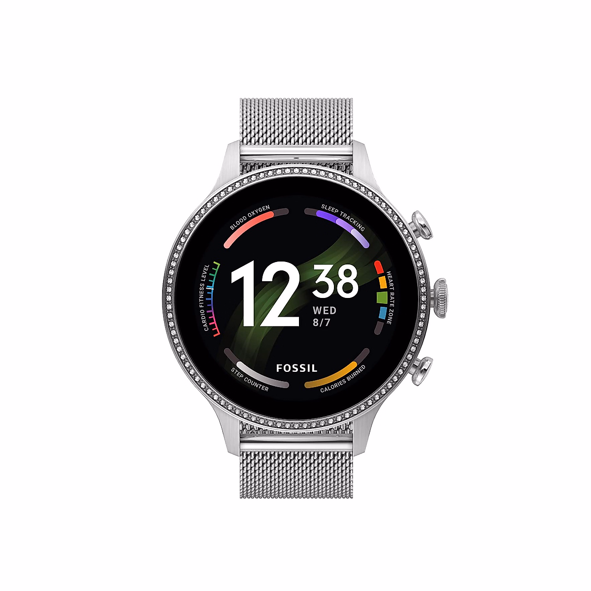 Fossil Unisex Gen 6 42mm Stainless Steel Mesh Touchscreen Smart Watch, Color: Silver (Model: FTW6083V)