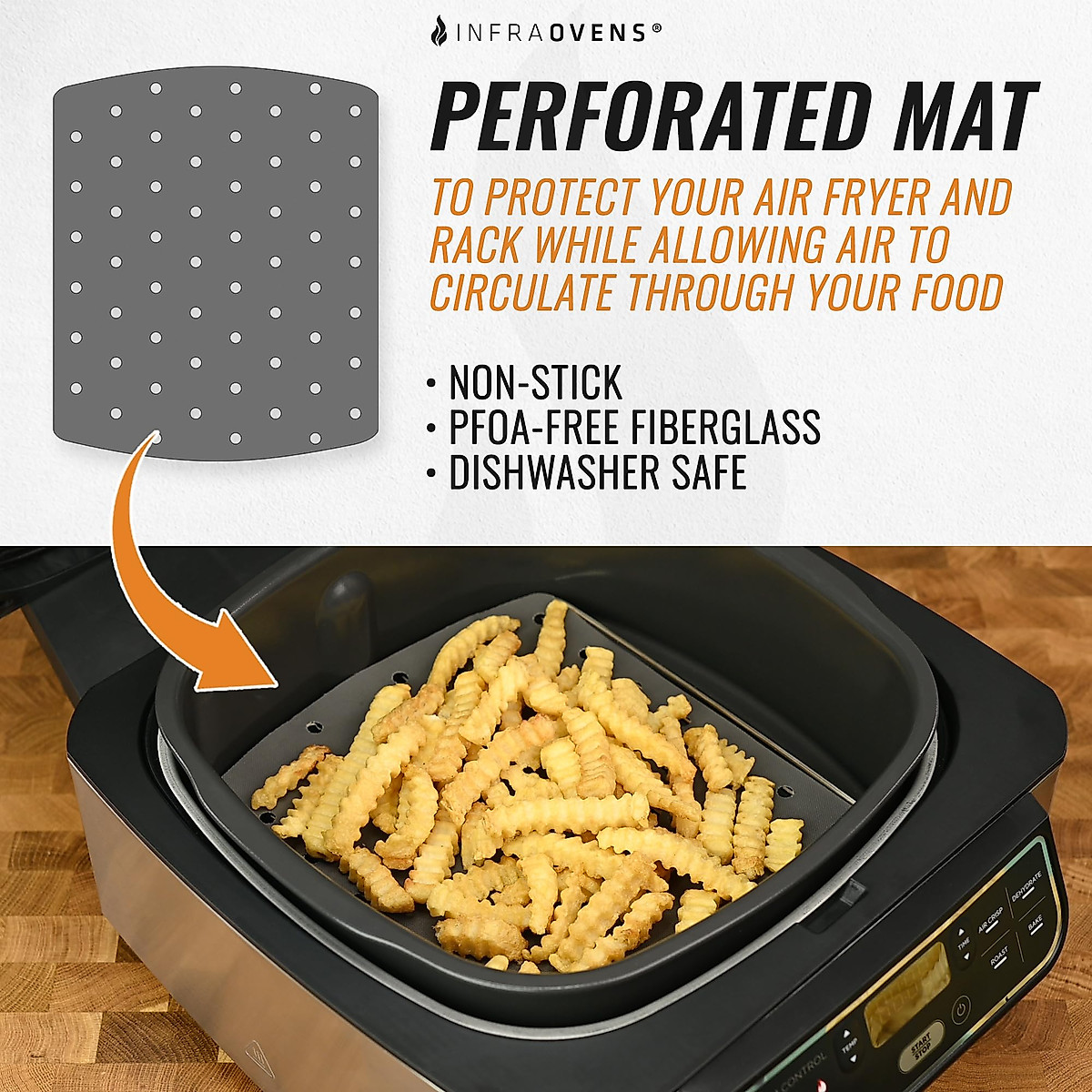 Air Fryer Rack and Reusable Liners For Ninja Foodi Grill 5-in-1 AG301 4qt, Airfryer Accessories, Replacement for Parchment Paper, Heat Resistant Mats and Stainless Steel Cooking Rack by INFRAOVENS