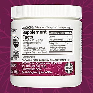 Host Defense, Turkey Tail Mushroom Powder, Supports Immune Health, Mushroom Supplement, Plain, 3.5 Ounce (Pack of 1)