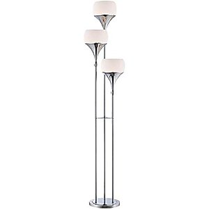 Lite Source 3-LITE Floor LAMP, Polished C/FRO Glass Shade, E27 A 60Wx3 LS-82225