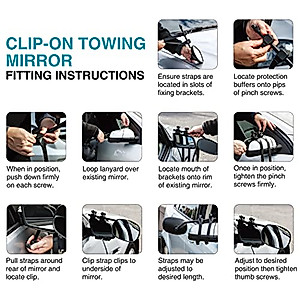 Cartman Universal Clip-on Towing Mirror, Extended Mirrors for Towing, 360 Degree Rotation Adjustable, Vibrationless, Secure Fit, 2PK