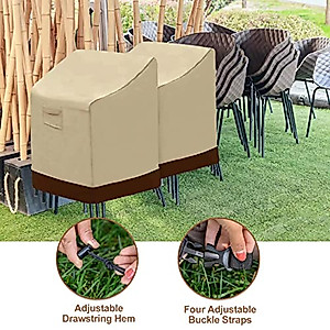 Yipincover Stackable Patio Chair Cover 2Pack,Waterproof Dining Chair Covers,Durable Stacking Chair Covers Party,Fits for 4-6 Stackable Dining Chairs(Beige&Grey,36Lx28Wx47H)-1Year Warranty