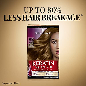 Schwarzkopf Keratin Color Permanent Hair Color Cream, 6.33 Light Golden Brown