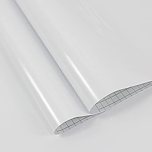 White Contact Paper Decorative for Cabinets Countertops Kitchen Shelves Liner Glossy Glitter Self Adhesive Film Peel and Stick Waterproof Removable Wallpaper(15.7in196.8in)