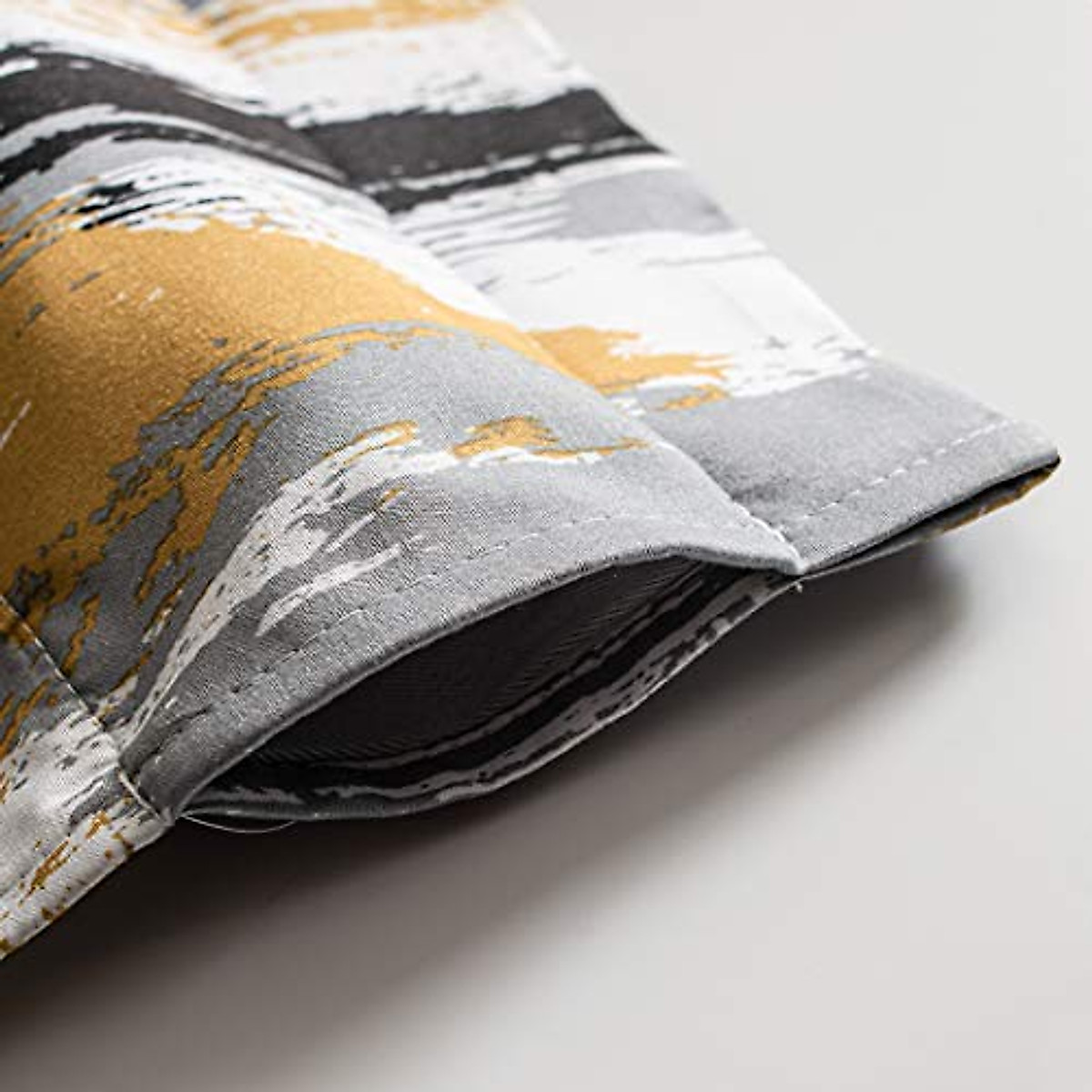 DriftAway Paint Brush Watercolor Ink Stripe Pattern Thermal Insulated Blackout Window Curtain Valance Rod Pocket 2 Layers 52 Inch by 18 Inch Plus 2 Inch Header Gold Black 1 Pack