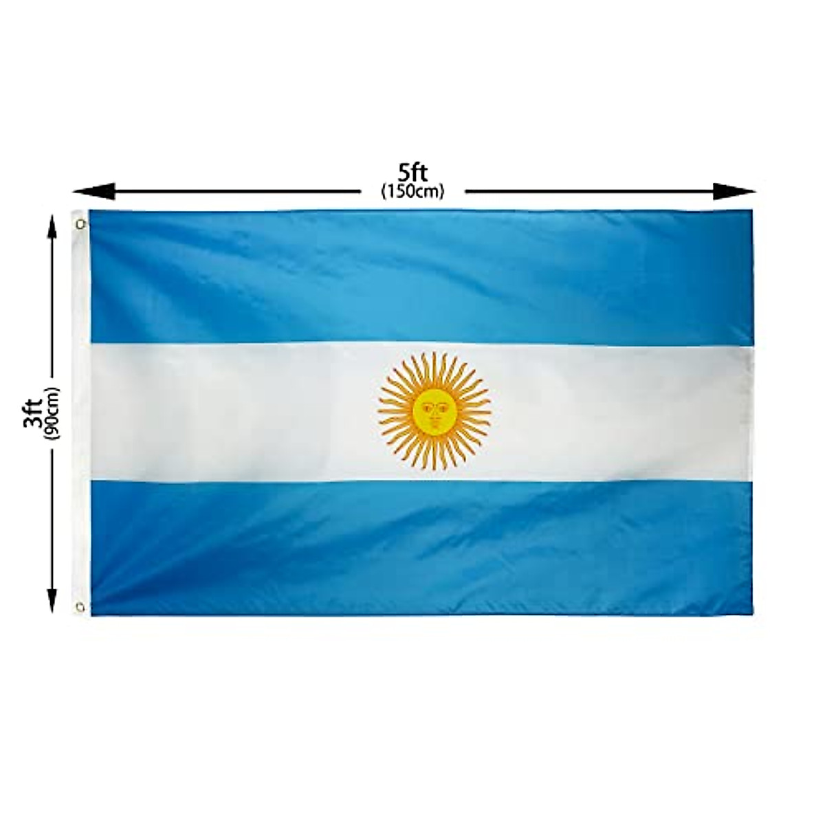 DANF Argentina Flag 3x5 Foot Polyester Argentinian National Flags Polyester with Brass Grommets 3 X 5 Ft
