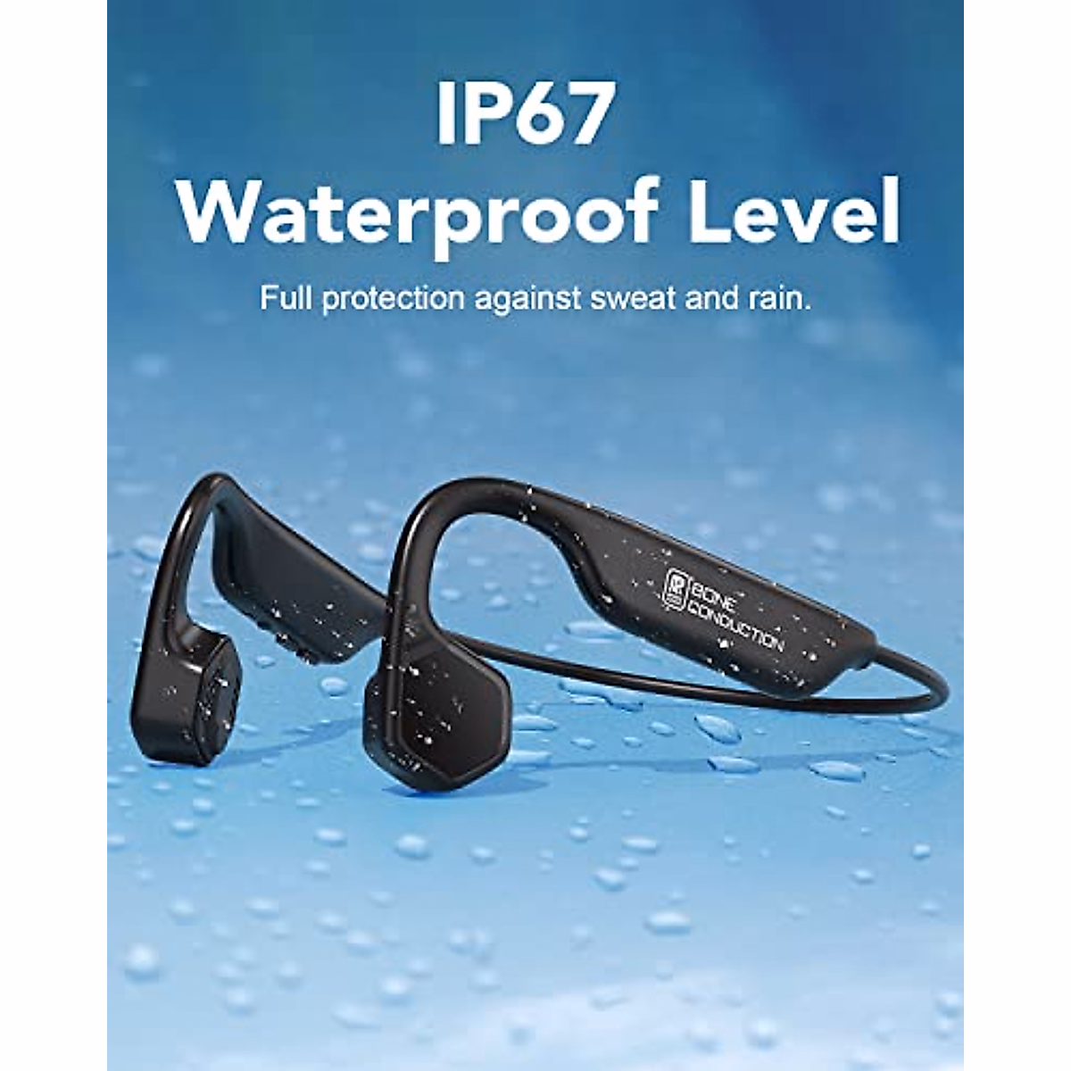 RR SPORTS Bone Conduction Headphones, Open Ear Headphones Bluetooth 5.3 Sport Earphones, IP67 Waterproof Headset for Running, Cycling, Driving, Hiking