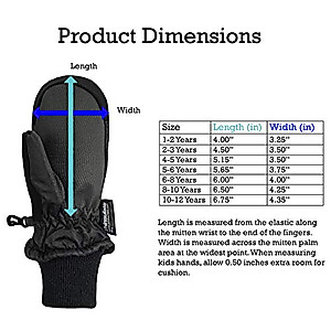 N'Ice Caps Kids Waterproof Snow Mittens Cold Weather Thinsulate Insulated (Black, 6-8 Years)