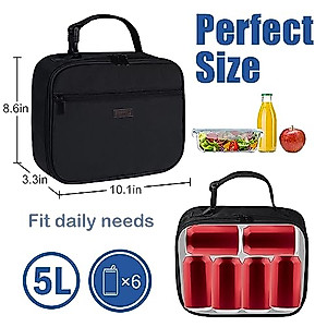 Aosbos Insulated Lunch Bag Small Mini Cooler Lunch Box for Men Women Thermal Reusable Lunch Boxes Portable Snack Bag with Handle for Work Picnic Outdoor Black