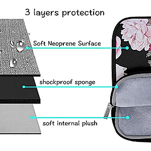 MOSISO Laptop Sleeve Compatible with MacBook Air/Pro, 13-13.3 inch Notebook,Compatible with MacBook Pro 14 inch 2023-2021 A2779 M2 A2442 M1, Peony Neoprene Briefcase Carrying Bag with Small Case,Black