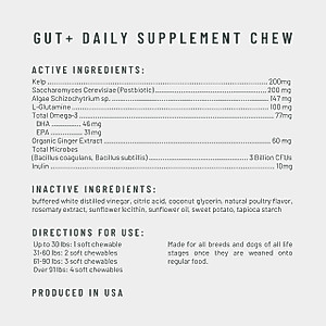 Get Joy Gut+ Probiotic Chews for Dogs, 90 Soft Chews, Chicken Flavor, Supports Digestive Health & Immunity, with Pre, Pro & Postbiotics, PhD Animal Nutritionist Formulated, Produced in USA