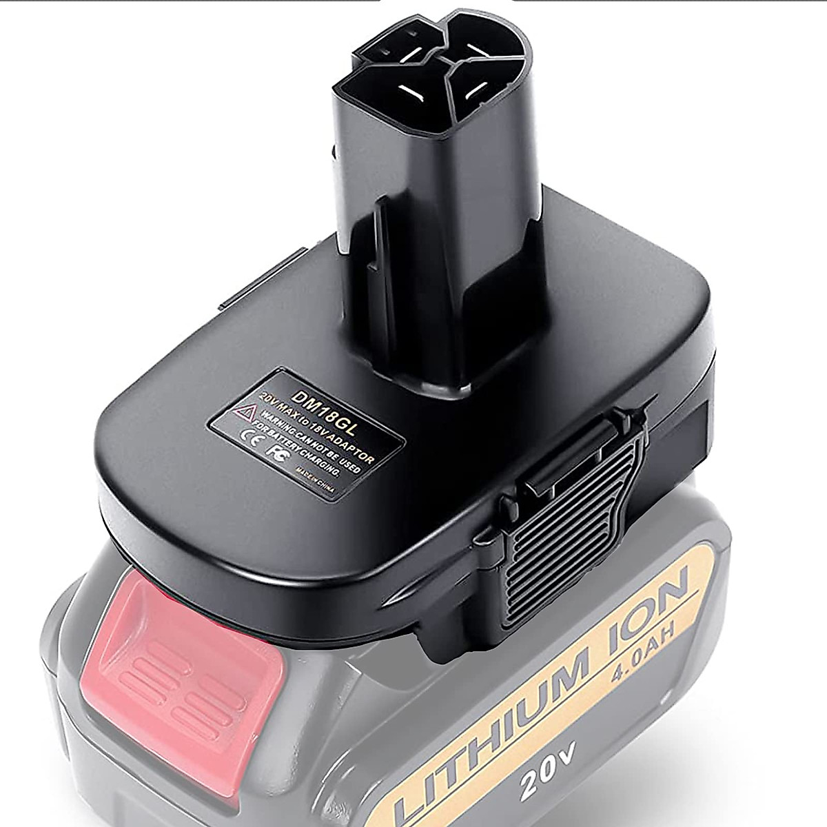 Lilocaja DM18GL Battery Adapter for Craftsman C3 19.2V Cordless Tools, Converts Dewalt 20V Li-ion or Milwaukee M18 18V Li-ion Battery to Craftsman 19.2V Li-ion & Ni-Cd Battery, with USB Port
