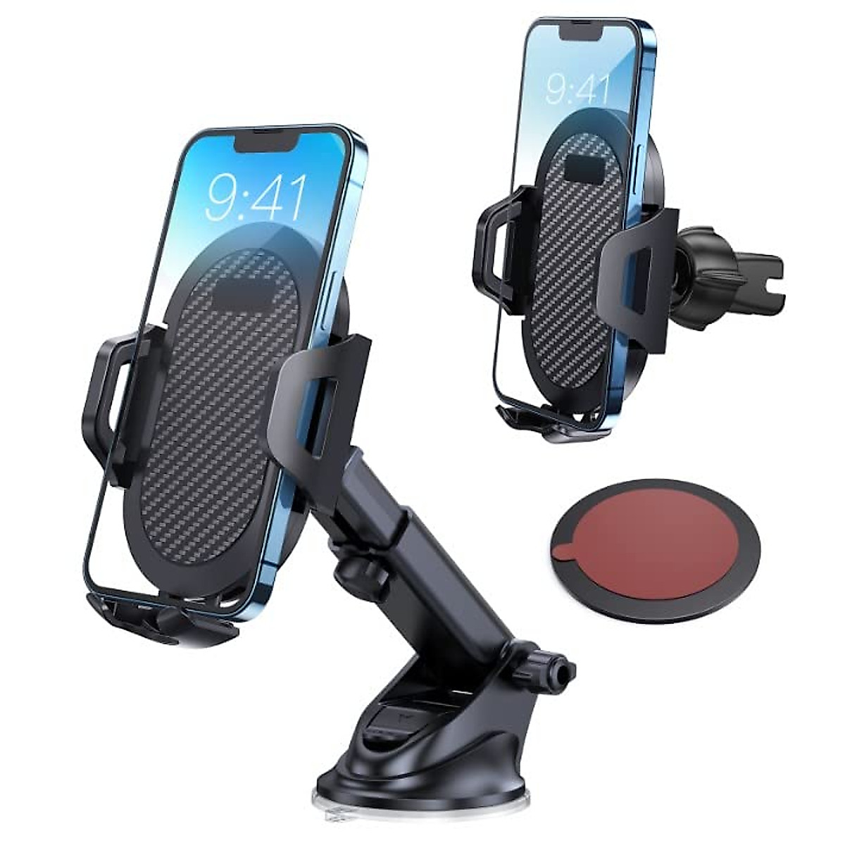 Lusosh Universal Car Phone Holder Mount,[Off-Road Protection&Military-Grade Suction] Hands Free Dashboard Windshield Air Vent Phone Holder for Car Fit for All Smartphones