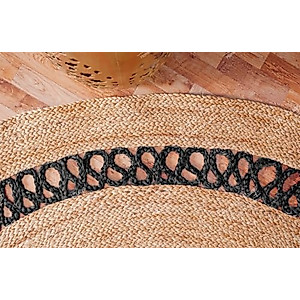 4x4, 5x5, 6x6,feet Natural Jute Net Design Round Rug, Floor Jute Net Designed Edge Rug Braided Boho Eco Large Circular Handmade Area Rugs (CCRD_ZQ)