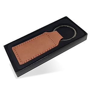 LaserGram Rectangle Keychain, Farm Tractor, Personalized Engraving Included (Dark Brown)