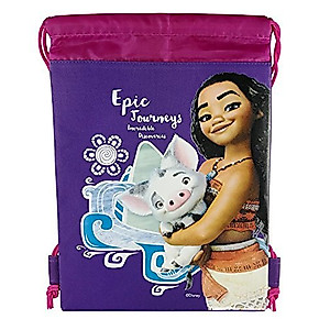 Set of 2 Disney Moana 10" X 14" Drawstring Backpack Heavy Duty Nylon Tote Bag Color
