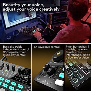 MAONO Podcast Equipment Bundle Audio Interface with Studio Headphone, Maonocaster Lite Portable ALL-IN-ONE Podcast Production Studio with 3.5mm Microphone for Guitar, Live Streaming, PC, Recording