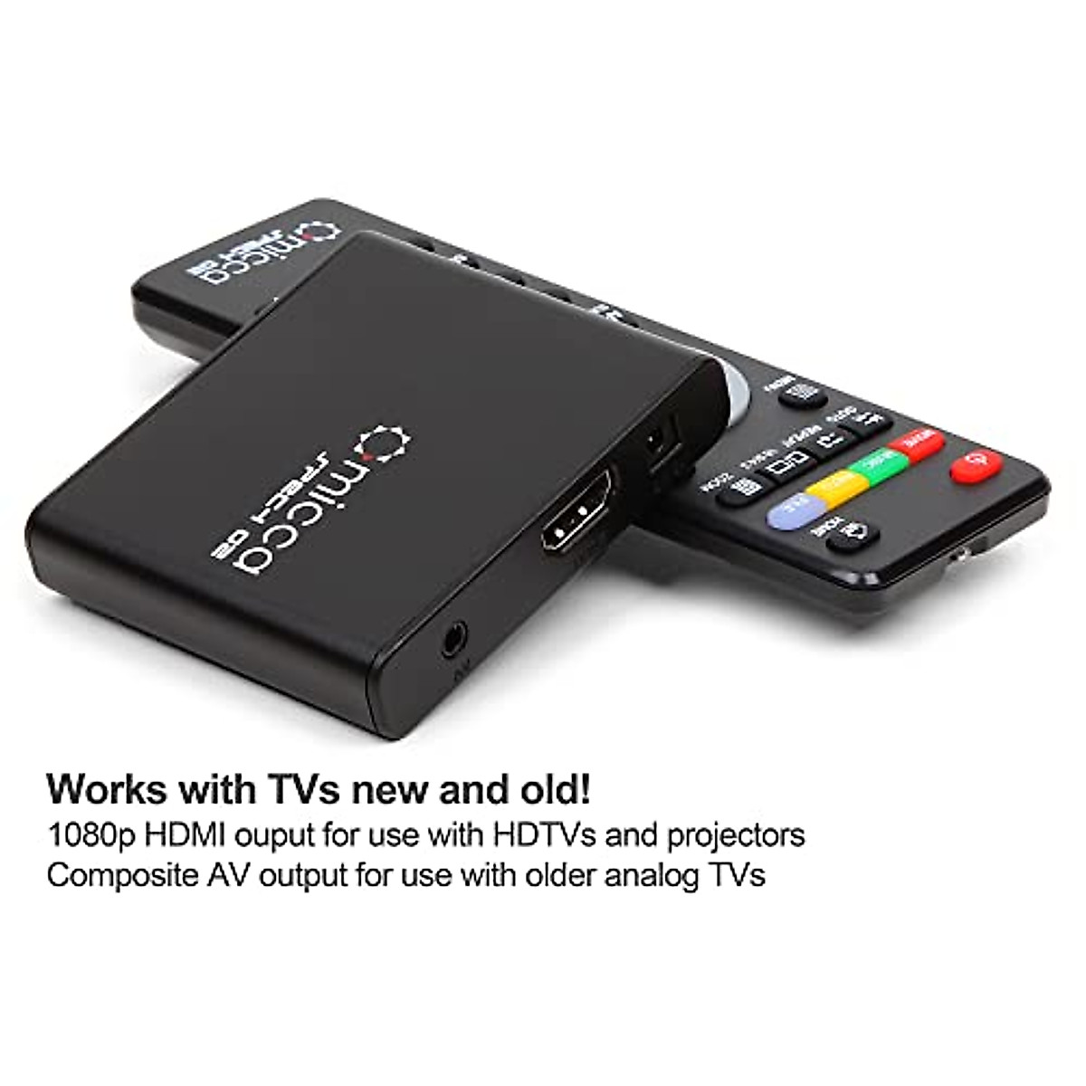 Micca Speck G2 1080p Full-HD Digital Media Player for USB Drives and SD/SDHC Cards, Digital Signage, H.264/AVC MP4 MKV Videos MP3 Music JPG Photos, HDMI and AV Output, Auto Play and Resume