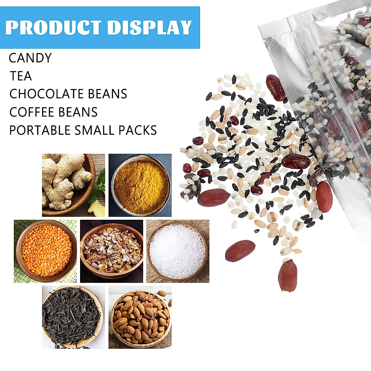 200 PCS Candy Bags, Sealable Heavy Duty Clear Mylar Food Storage Bags, Container Sets, Plastic Zipper Food Coffee Candy Storage, Refoldable Bags And Heat Sealable Food Storage (5" x 8")