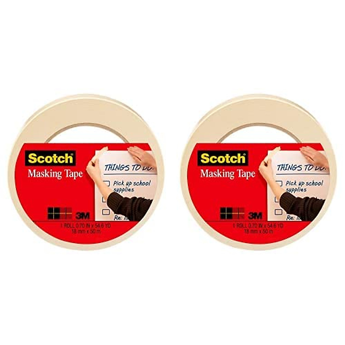 Scotch Tan Home and Office Masking Tape, 3/4-inch by 60 yards, 3436 (Pack of 2)