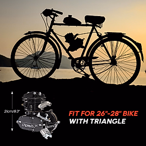 PEXMOR 50cc Bicycle Engine Kit, 2 Stroke Bike Motor Kit Gas Motorized Bike Conversion Kit, Gasoline Petrol Bicycle Motor Refit Full Set for 26-28" Bikes with V-Frame,Super Fuel-efficient