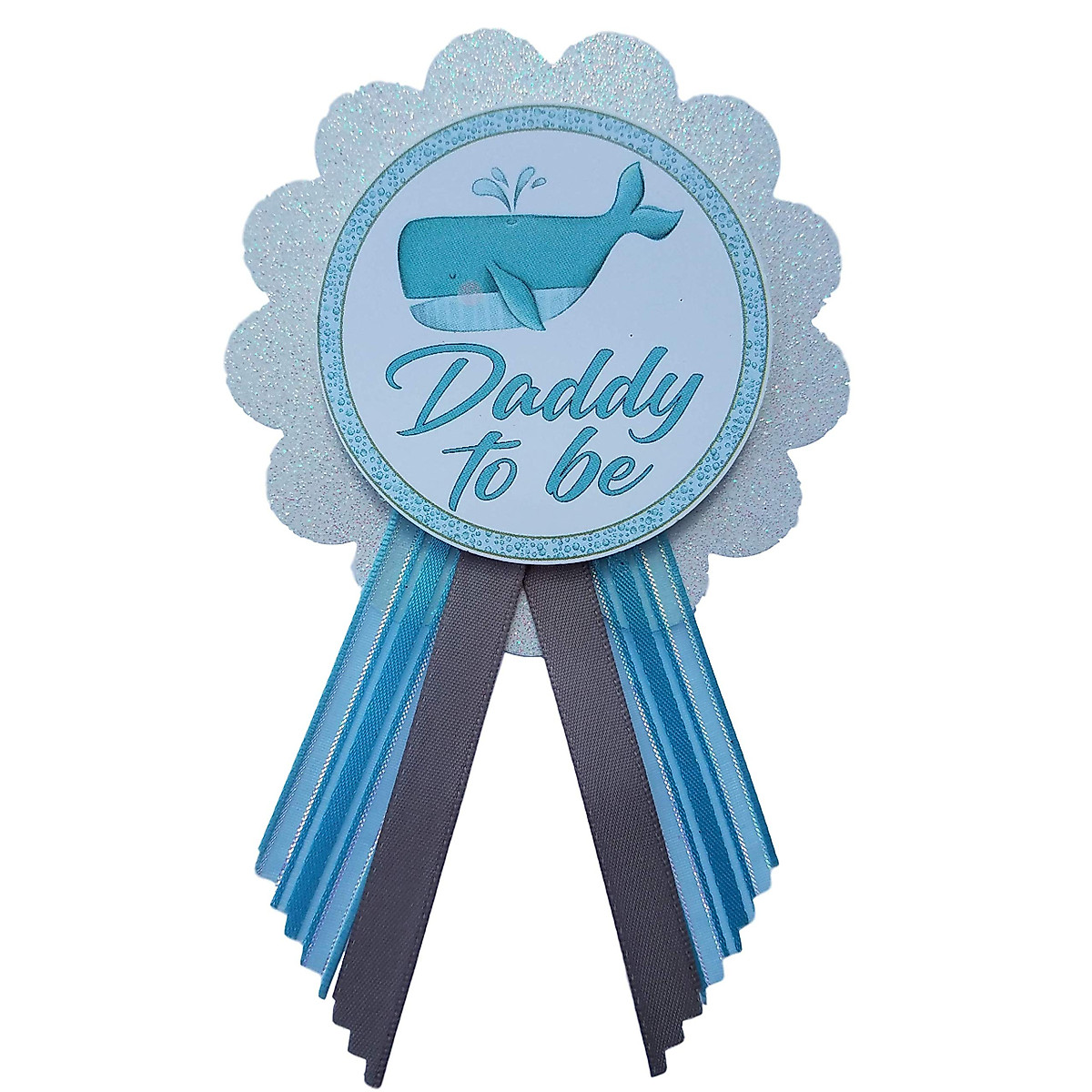 2 Mommy & Daddy to Be Pin Whale Ocean Baby Shower It's a Boy for parents to wear, Blue & White Sprinkle