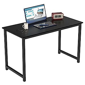 Halter Extra Long Computer Desk for Home Office, 47" Modern, PC, Laptop Office Desk, for Gaming, Studying, Working Sturdy Writing Table and Crafting Table, Easy Assembly, Black Desk, Black Frame