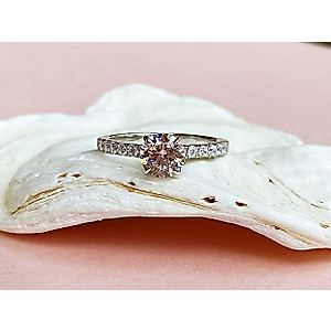 Silver 1.0 Ct Round Bridal Ring Petite Cz Accented Halo Ring Cathedral Engagement Anniversary Solitaire (8)