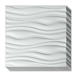 Art3d PVC Wave Board Textured 3D Wall Panels, White, 19.7" x 19.7" (12 Pack)